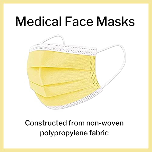McKesson Medical Face Masks, Level 1 - Pleated with Ear Loops, Non-Sterile, Yellow - One Size Fits Most Adults, 7 in x 3.75 in, 50 Count, 1 Pack
