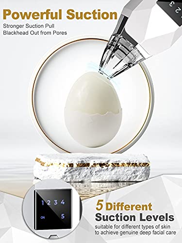 Blackhead Remover Pore Vacuum EUHOME Electric Rechargeable Blackhead Whitehead Acne Comedone Pimple Extractor Facial Pore Cleaner Blackhead Removal Kit 5 Suction Probes Face Cleaning Tools