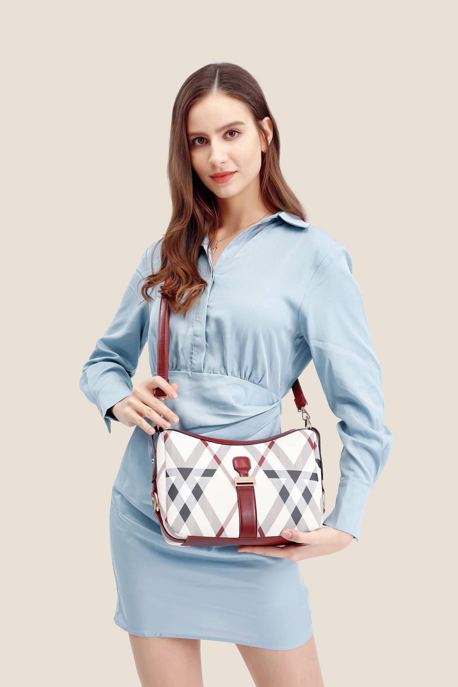 sqlp Small Crossbody Purse for Women Travel Shoulder bag Womens Cross body Bag Evening Bag Wine Red with White