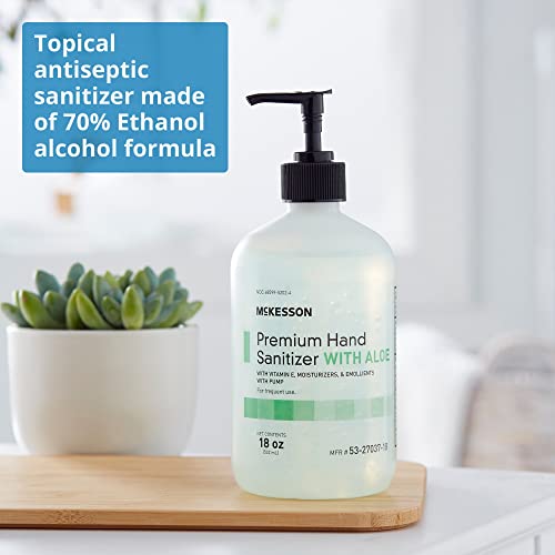 McKesson Gel Hand Sanitizer with Aloe, Cleanse and Moisturize Hands - Spring Water Scent, 18 oz Pump Bottle, 1 Count, 3 Packs, 3 Total