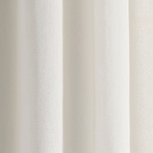 Lush Decor Luxury Modern Flower Linen Like Embroidery Border Window Curtain Panel (Single Panel), 84" L x 52" W, Off-White & Blue