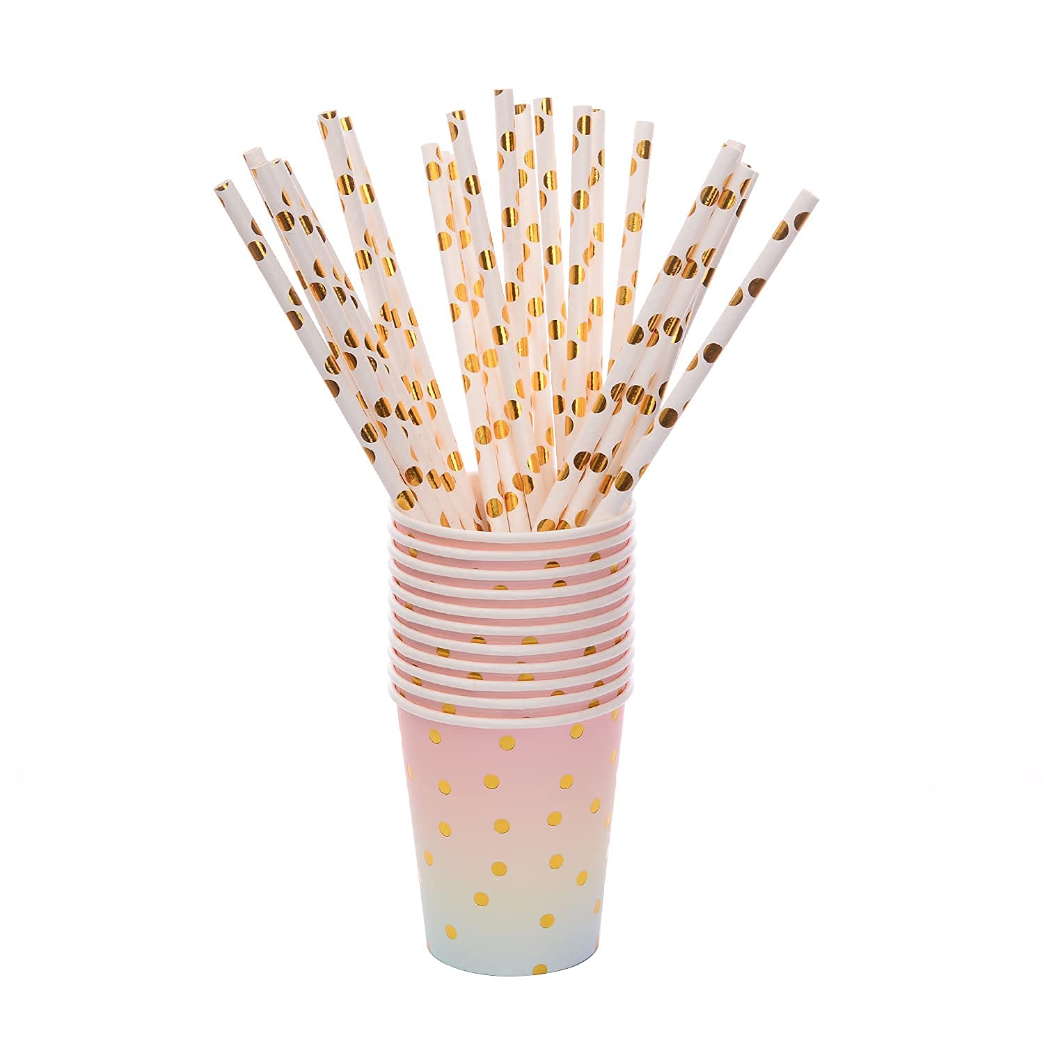 200PCS Rainbow Pastel Party Supplies Set-Disposable Paper Dinnerware Serves 25, Pastel Paper Plates Napkins Cups&Gold Plastic Silverware Sets for Wedding Birthday Baby Shower Holiday Parties(Colorful)