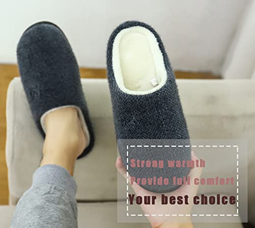 landeer Slippers for Men's and Women's Memory Foam House Shoes Indoor (DarkGray,Women9-10/Men7-8)