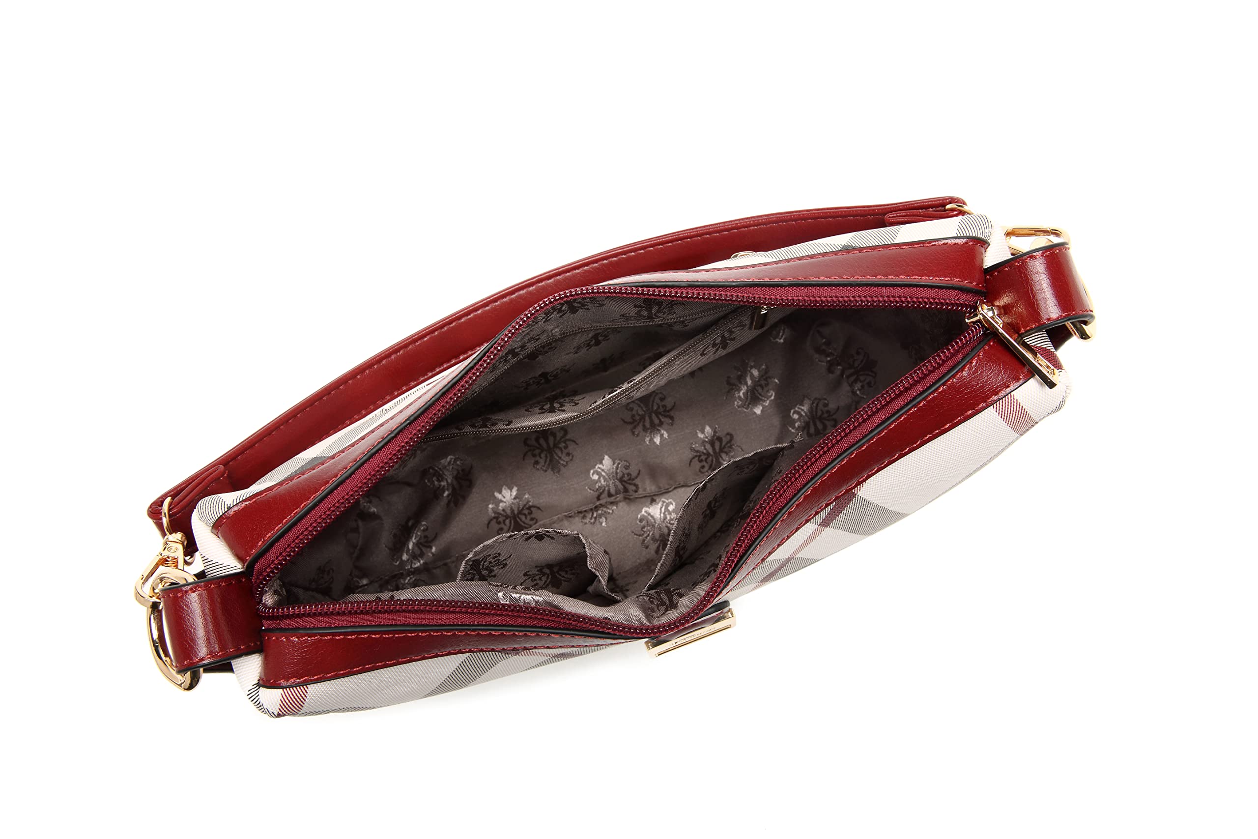 sqlp Small Crossbody Purse for Women Travel Shoulder bag Womens Cross body Bag Evening Bag Wine Red with White