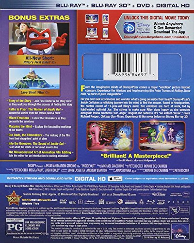 Disney Pixar Inside Out 3D Exclusive Ultimate Collector's Edition ( 3D Blu Ray + Blu Ray + DVD + Digital HD) [Blu-ray]