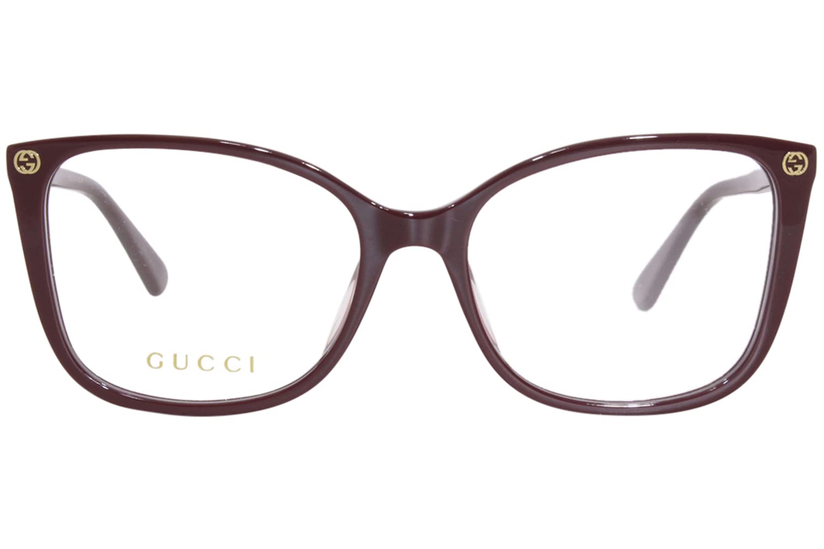 Gucci GG0026O 012 Eyeglasses Women's Burgundy Full Rim Cat Eye 53mm