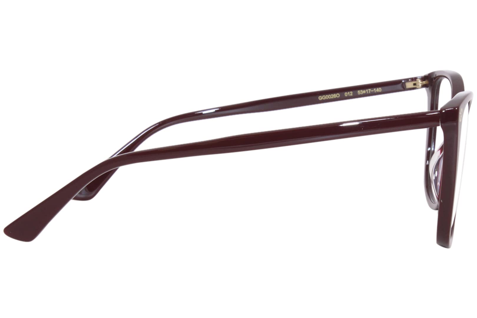 Gucci GG0026O 012 Eyeglasses Women's Burgundy Full Rim Cat Eye 53mm