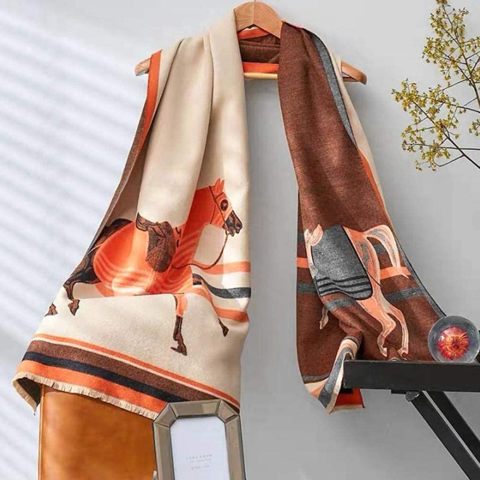 EXTREE Fashion Design Tie Scarfs for Women - Winter Warm Small Plaid Pointed Wool Scarf