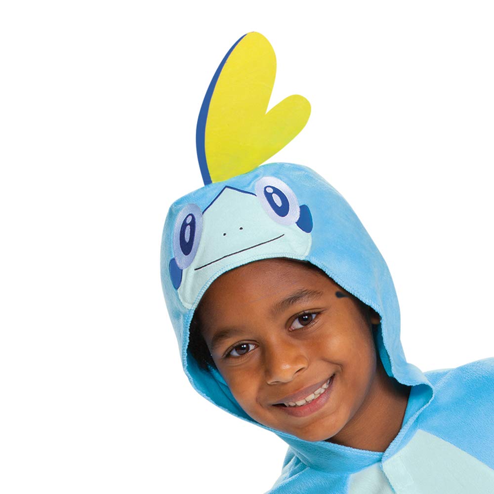 Sobble Pokemon Kids Costume, Official Pokemon Hooded Jumpsuit with Fin, Classic Size Small (4-6)