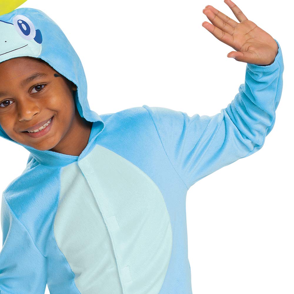 Sobble Pokemon Kids Costume, Official Pokemon Hooded Jumpsuit with Fin, Classic Size Small (4-6)
