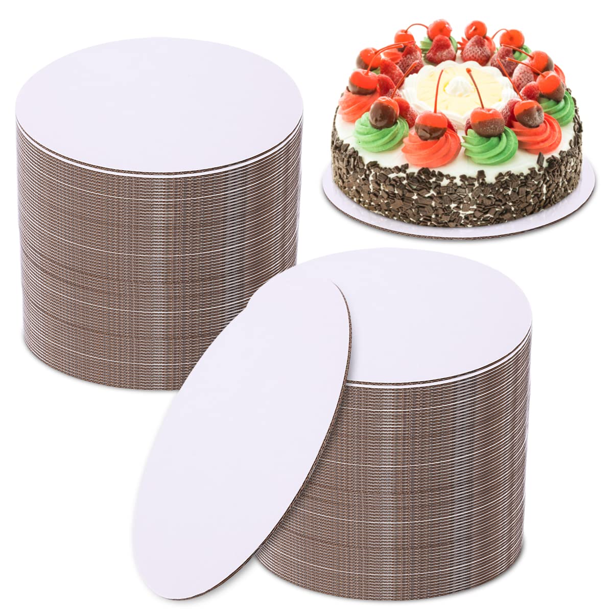 WATHFKCU 50PCS Thicker 10 Inch Cake Boards Round White Circle Cardboard Base Food-Grade Grease Proof Disposable Cardboard Cake Plate