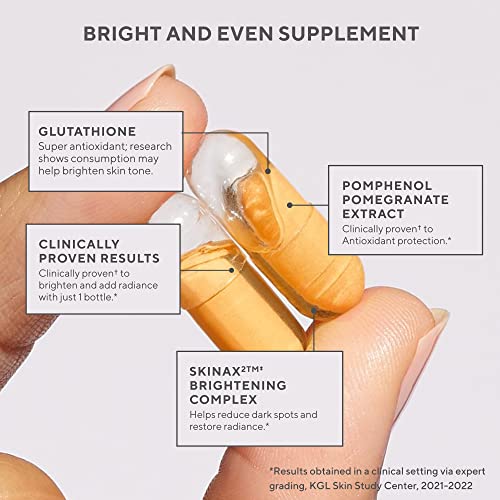 Murad Bright & Even Supplement – Pure Pomegranate Extract and Glutathione for Radiant, Glowing Skin – Reduce Appearance of Dark Spots from Within, 60 Capsules - 30 Day Supply