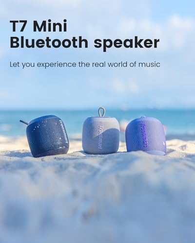 Tronsmart T7 Mini Compact Portable Bluetooth Speaker with Lights, Stereo Sound, Bluetooth 5.3, 18H Playtime, Stereo Pairing, Voice Assistant, IPX7 Waterproof Shower Speaker & Outdoor Speakers(Violet)