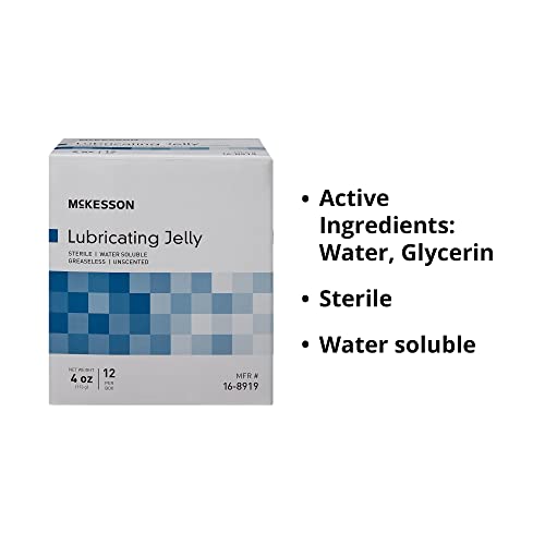 McKesson Lubricating Jelly, Sterile, Water Soluble, Unscented, Greaseless, 4 oz, 12 Count, 1 Pack