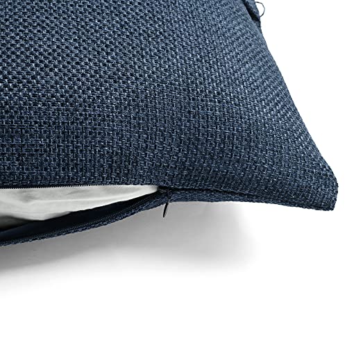 Lush Decor Clayton Woven Button Decorative Pillow Cover, 13" x 20", Navy