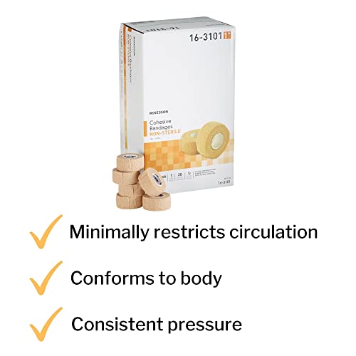 McKesson Non-Sterile Elastic Cohesive Bandage, Tan, 1 in x 5 yds, 1 Count, 30 Packs, 30 Total