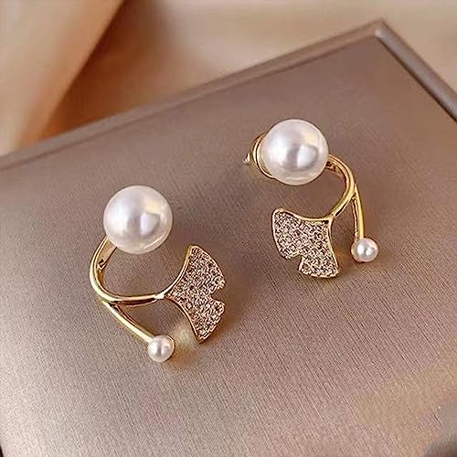 Aonklot Pearl Earring, Metal Pearl Stud, Crystal Drop for Women, Wedding Party Prom Jewelry Gifts
