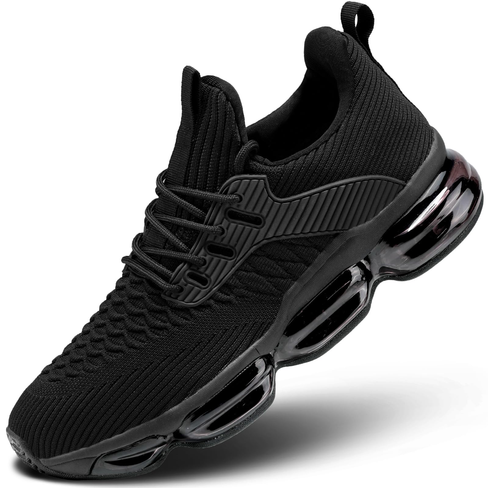 Socviis Mens Slip on Trail Runners Air Cushion Fashion Shoes Casual Tennis Walking Athletic Sneakers Basketball Trainers Zapatillas Black