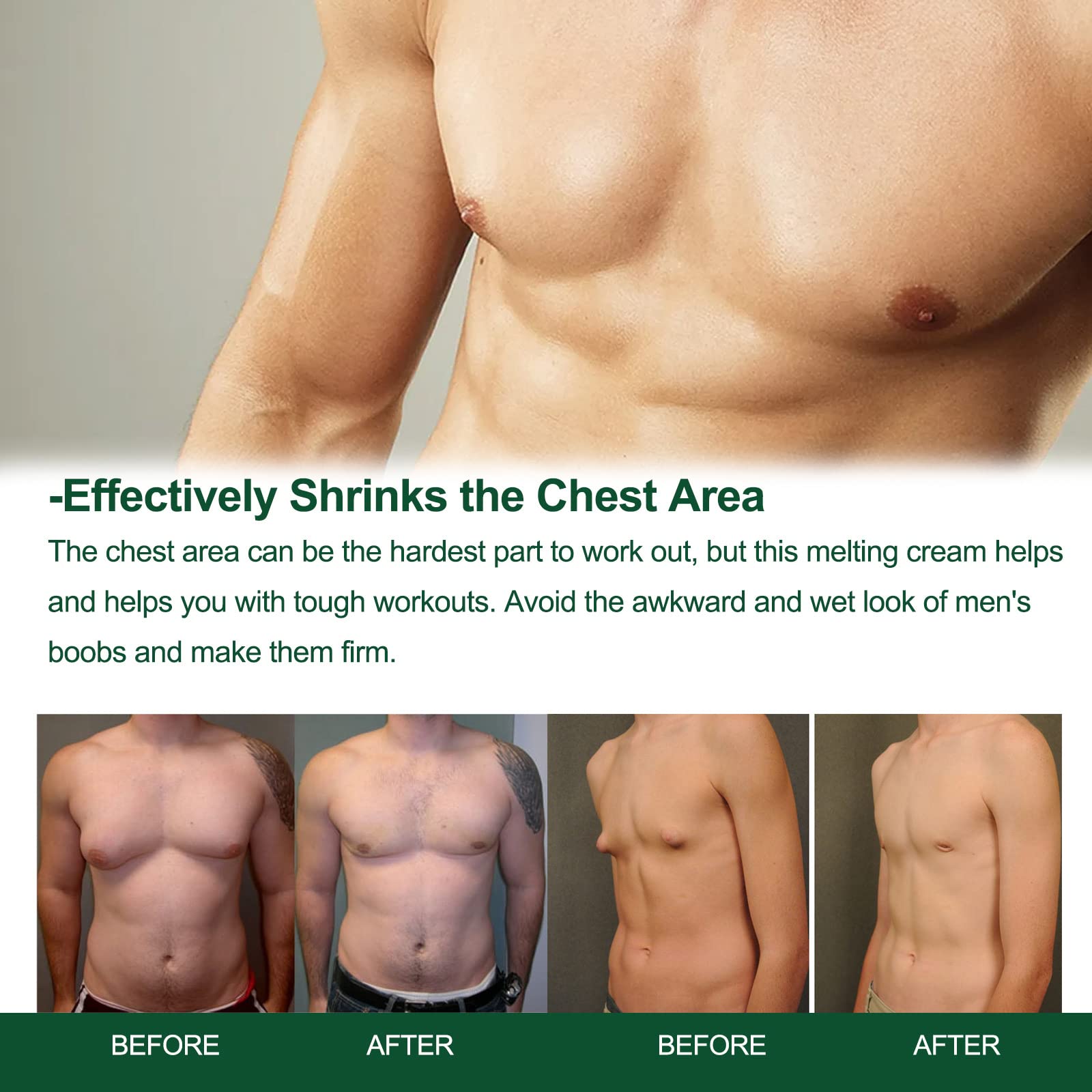 WDAC 2Pcs 50ml Natural Plant Breast Firming Massage Cream Remove Excess Fat Effectively Shrink Chest Gynecomastia Tightening Ginger Cream (A)
