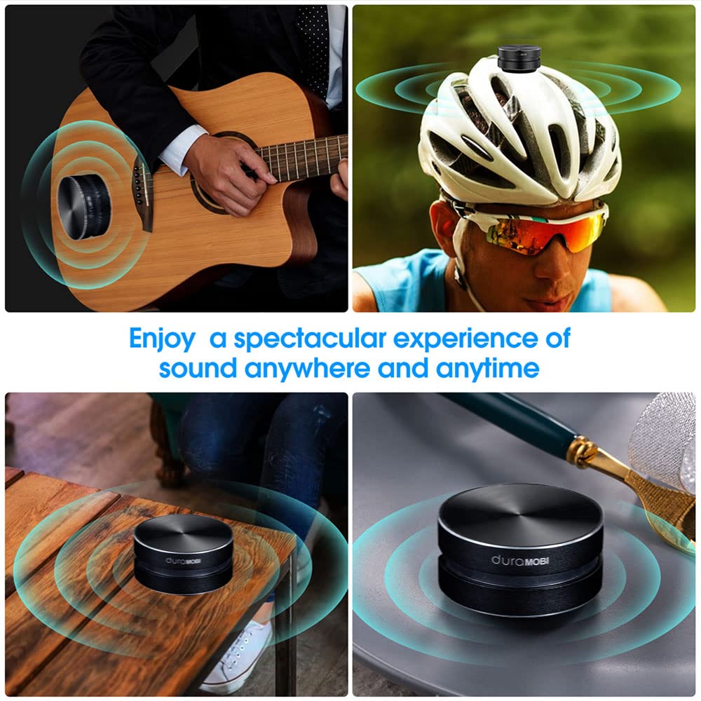 CalmGeek Bone Conduction Speakers, True Wireless Speakers BT5.0 Speaker 2 Pack Humbird Speakers Mini Portable Loud Stereo Sound Built-in Mic Sound Box with Magnetic Fixing Piece(Black-2pcs)