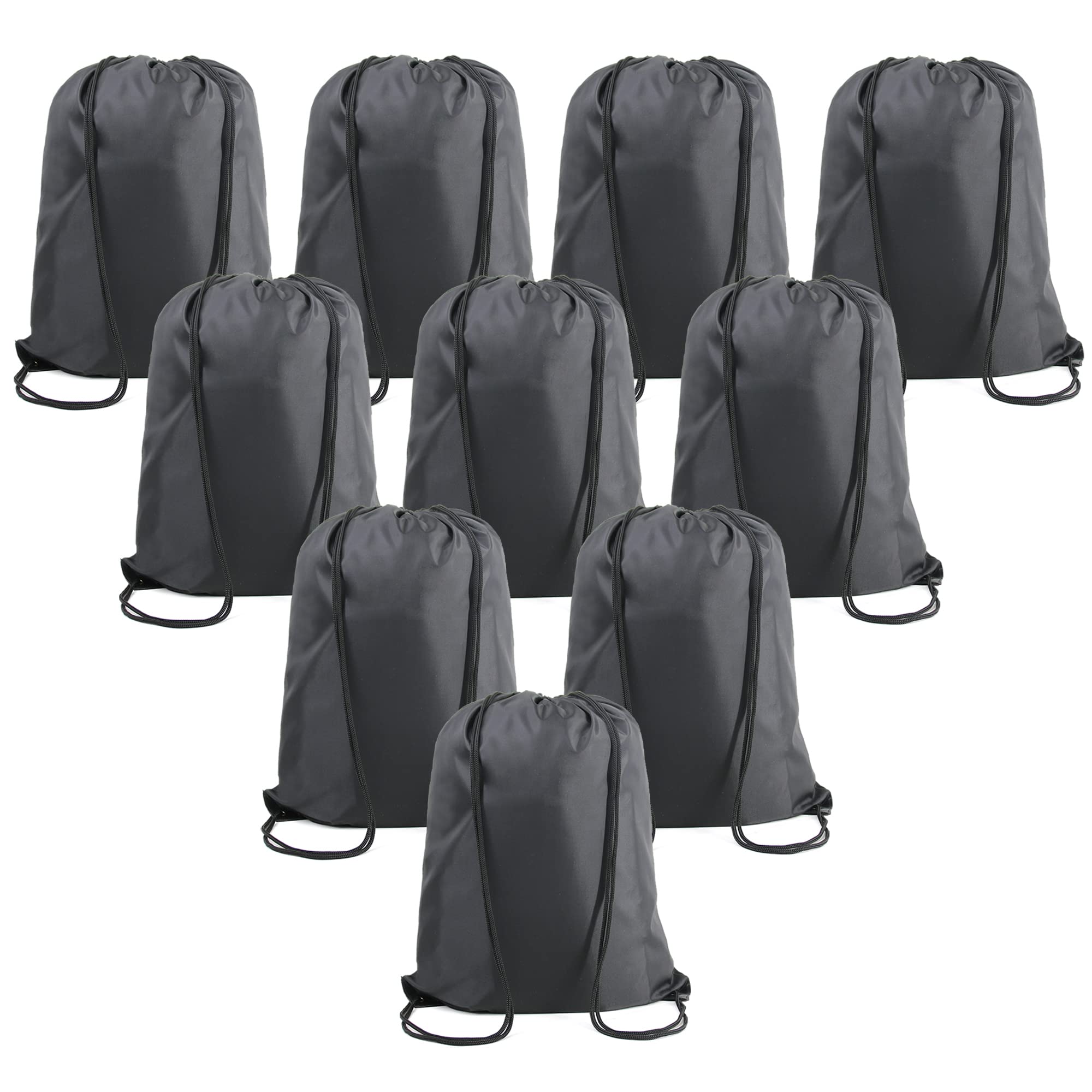 BeeGreen X-Large Drawstring Backpack Bags Black Bulk 10 Pack 22.4" L x 17.5" W Cinch Sack Gym Christmas String Bags Machine Washable Heavy Duty Sport Bags for Men Women