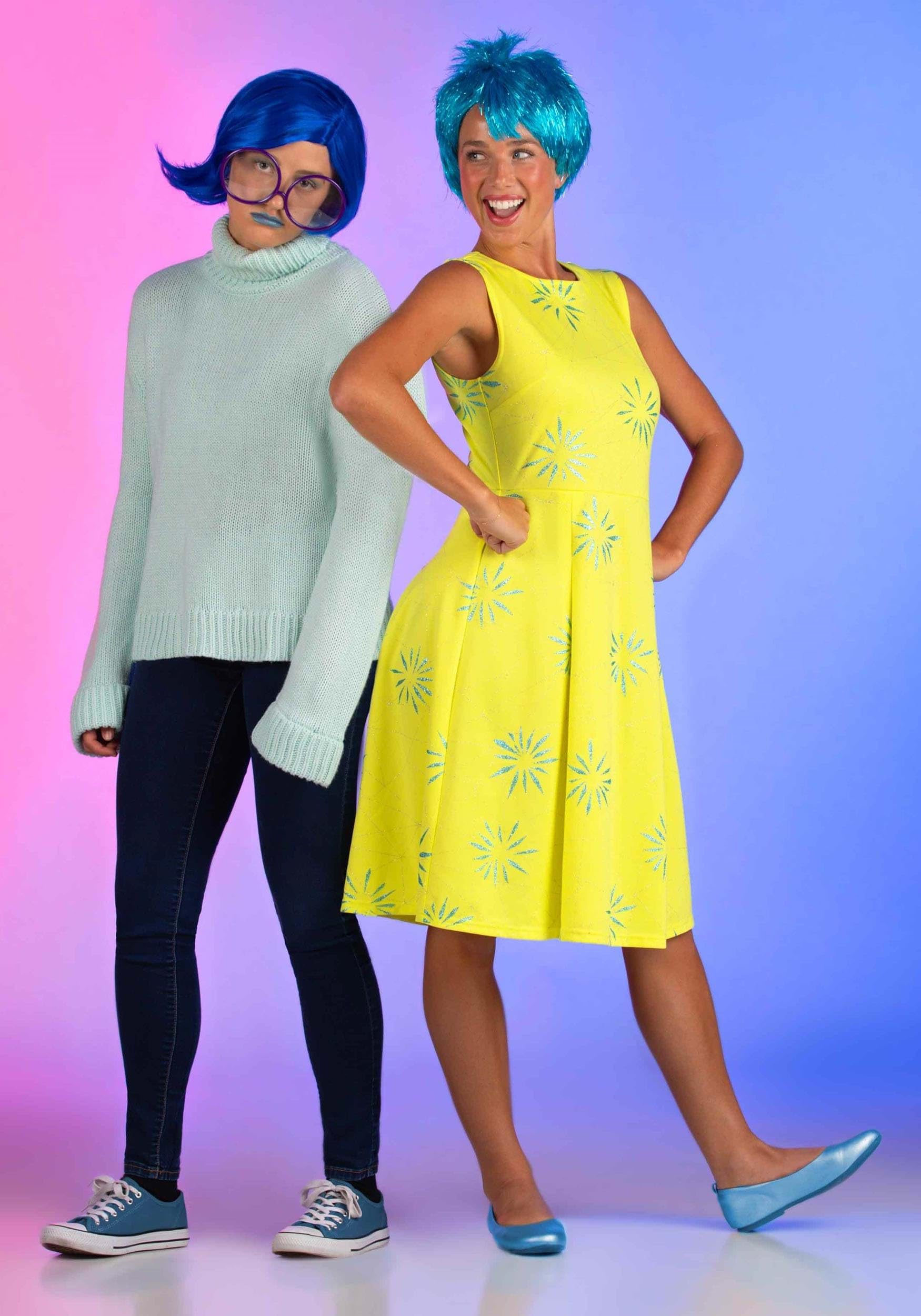 Fun Costumes Disney and Pixar Inside Out Sadness Dress for Adults, Deluxe Women's Sadness Outfit for Halloween and Cosplay (Medium) Blue