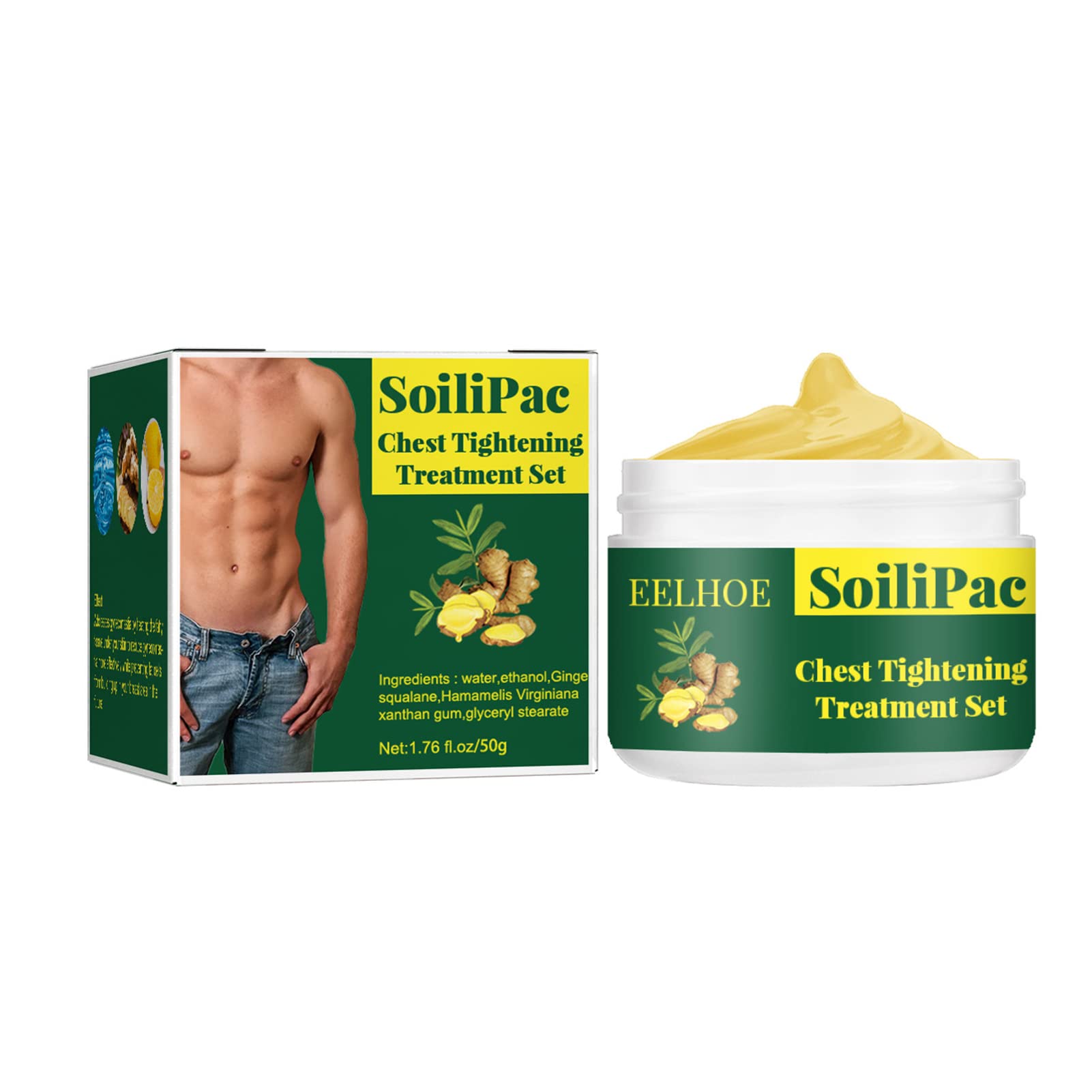 WDAC 2Pcs 50ml Natural Plant Breast Firming Massage Cream Remove Excess Fat Effectively Shrink Chest Gynecomastia Tightening Ginger Cream (A)