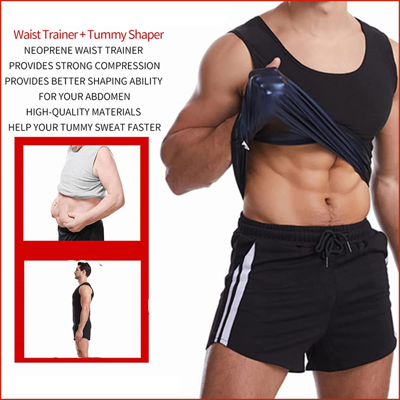 CGTFY Gynecomastia Compress Tank Top, Men's Tank Shirts, Tank Top Under Shirt for Men(L/XL) Black