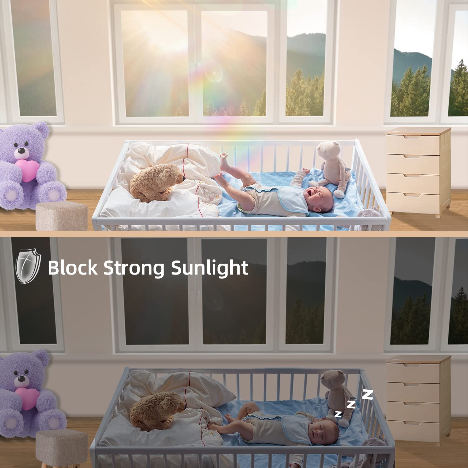 One Way Privacy Window Film Sun Blocking, Heat Blocking Window Tint for Home See Out But Not in, Static Cling & Anti UV, Black-Silver,17.5 Inch x 78.74 Inch