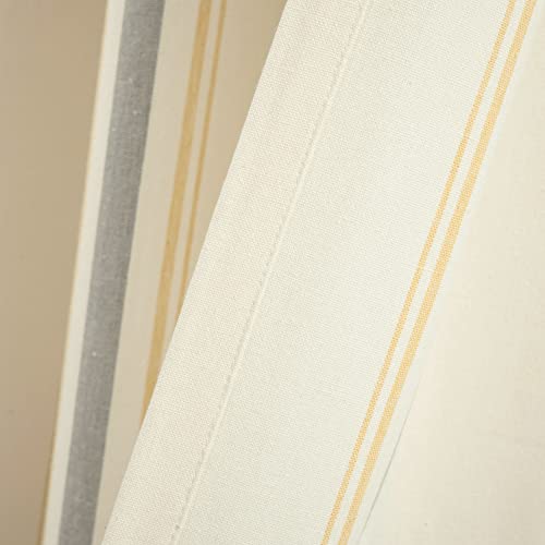 Lush Decor Farmhouse Stripe Yarn Dyed Cotton Window Curtain Panels Yellow/Gray 42X84 Set
