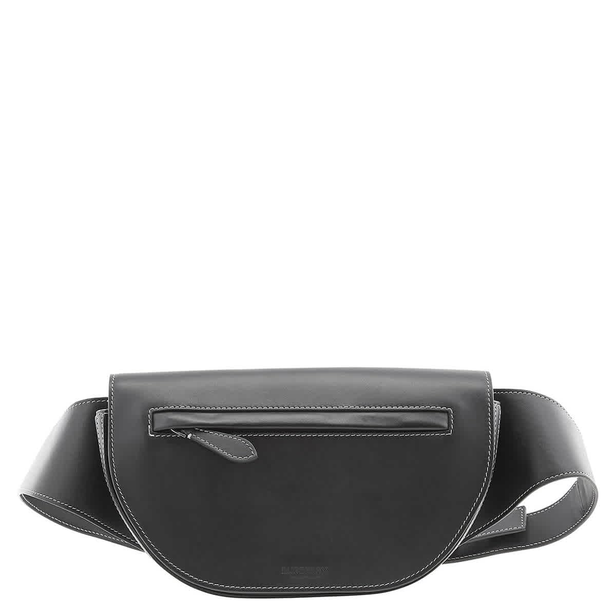 Burberry Men's Black Small Topstitched Leather Olympia Bum Bag