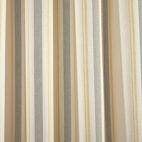 Lush Decor Farmhouse Stripe Yarn Dyed Cotton Window Curtain Panels Yellow/Gray 42X84 Set