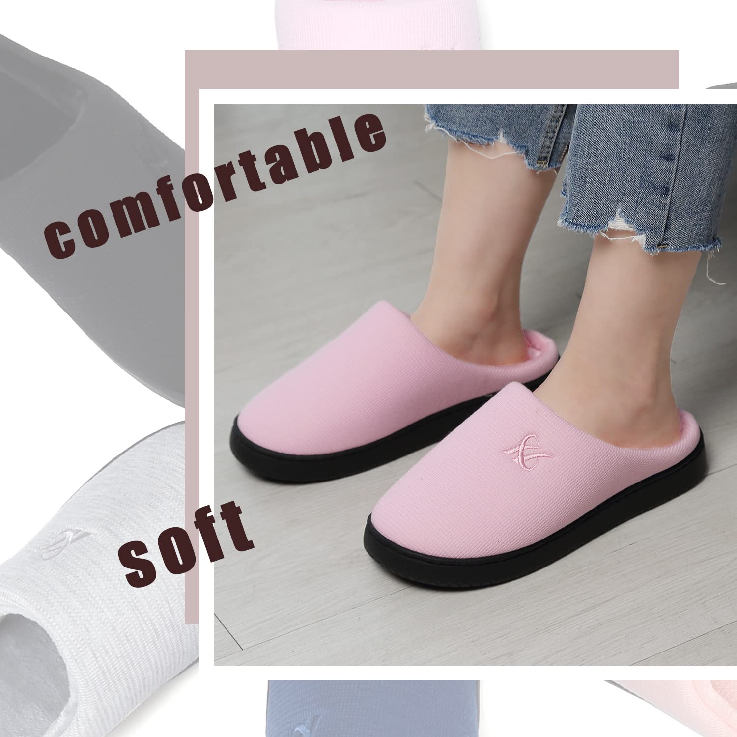 Memory Foam Slippers for Women's and Men's Casual House Shoes (PinkOrange,Women9-10/Men7-8)