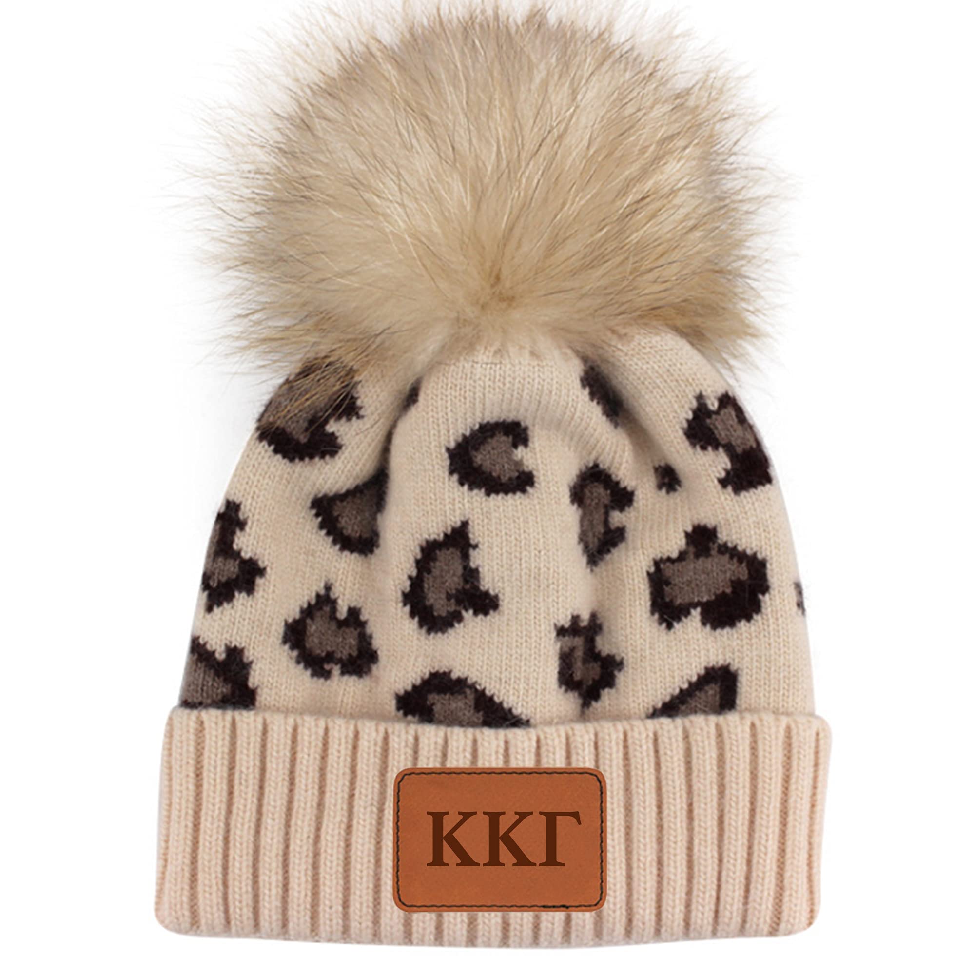 Sorority Shop - Kappa Kappa Gamma Beanie Hat - Leopard Print - KKG Name Patch