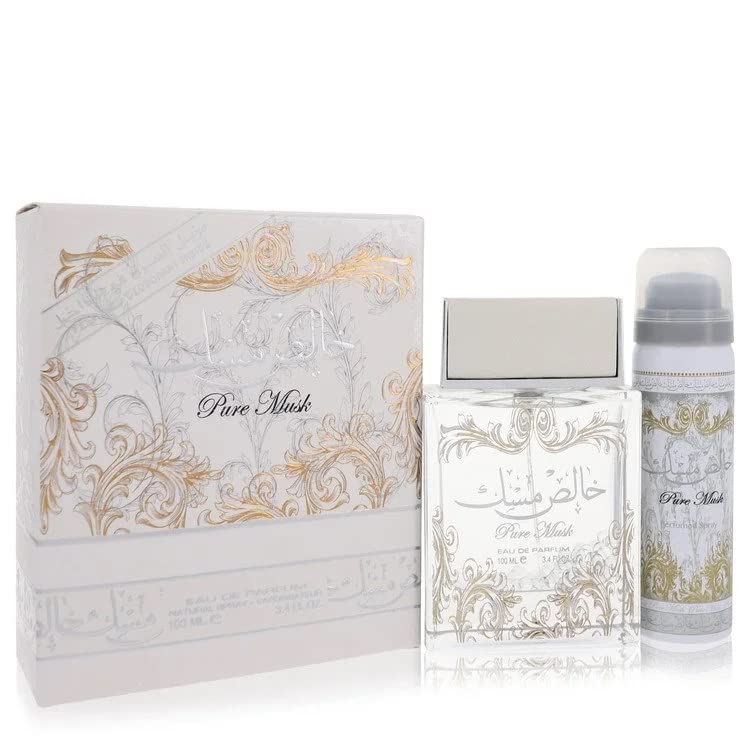Lattafa Pure Musk 2 Piece Set for Unisex (3.4 Ounce Eau de Parfum Spray + 1.7 Ounce Perfumed Body Spray)