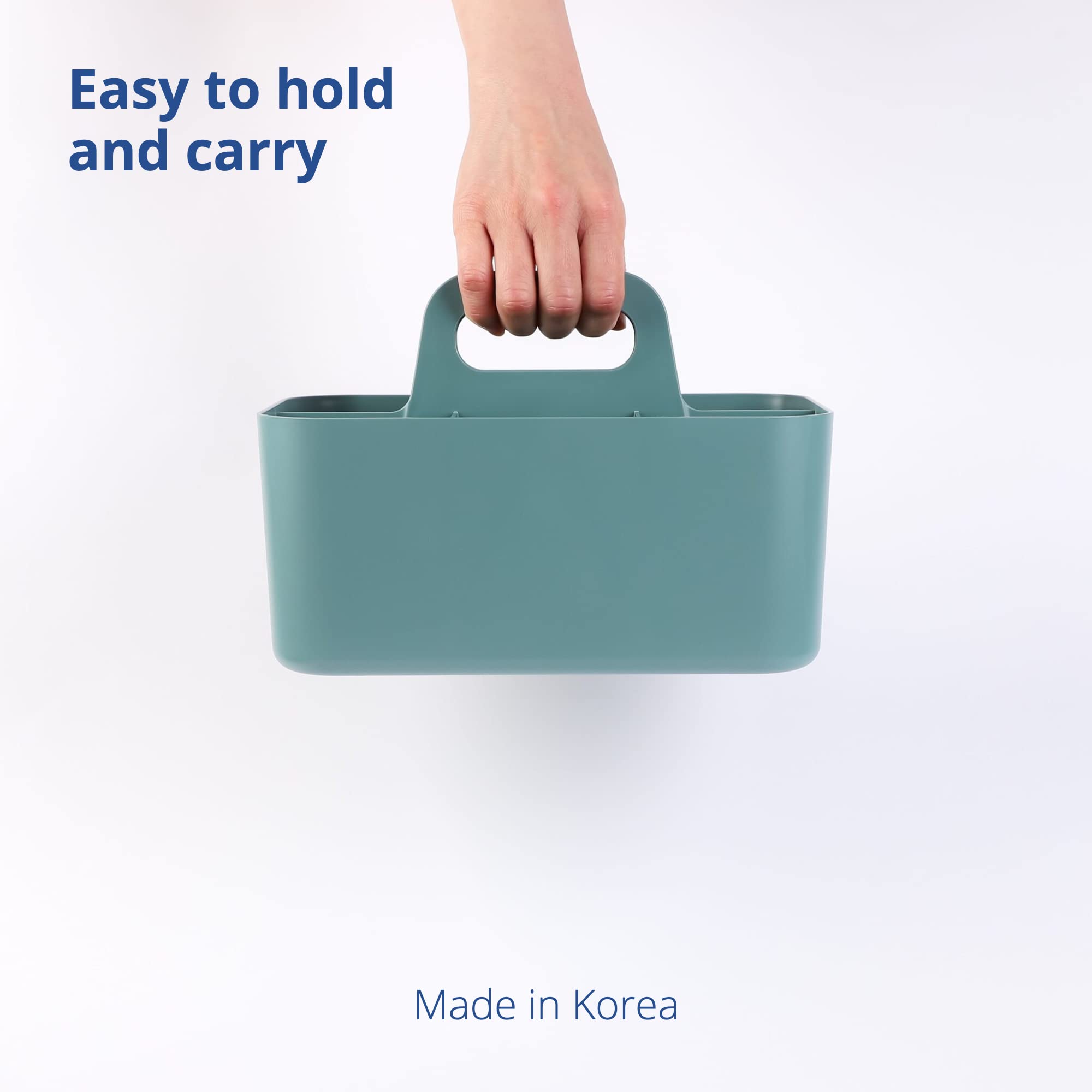 BLUE GINKGO Stackable Organizer Caddy – Korean-Made Portable Tote for Bathroom, Office, Crafts, or School Supplies (Rectangle, Green)