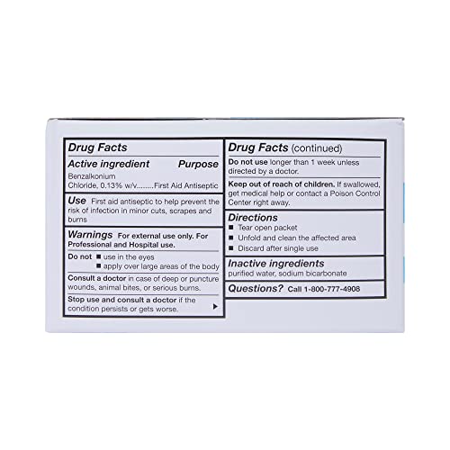 McKesson Benzalkonium Chloride Towelettes, Antiseptic Cleansing, Individual Packet, 100 Wipes, 10 Packs, 1000 Total