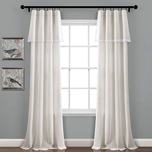 Lush Decor, Light Linen Lace Window Curtain Panel Pair, 84" x 38", 84 in x 38