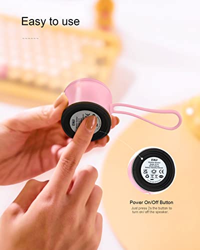 EWA A119 Mini Bluetooth Speaker with Lanyard, Small Speaker with Bass Radiator, IPX7 Waterproof, Tiny but Powerful, Cute Metal Wireless Portable Speaker (Rose-Gold)