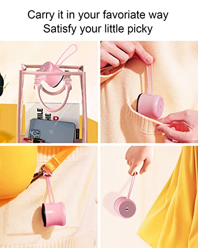 EWA A119 Mini Bluetooth Speaker with Lanyard, Small Speaker with Bass Radiator, IPX7 Waterproof, Tiny but Powerful, Cute Metal Wireless Portable Speaker (Rose-Gold)