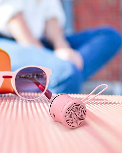 EWA A119 Mini Bluetooth Speaker with Lanyard, Small Speaker with Bass Radiator, IPX7 Waterproof, Tiny but Powerful, Cute Metal Wireless Portable Speaker (Rose-Gold)