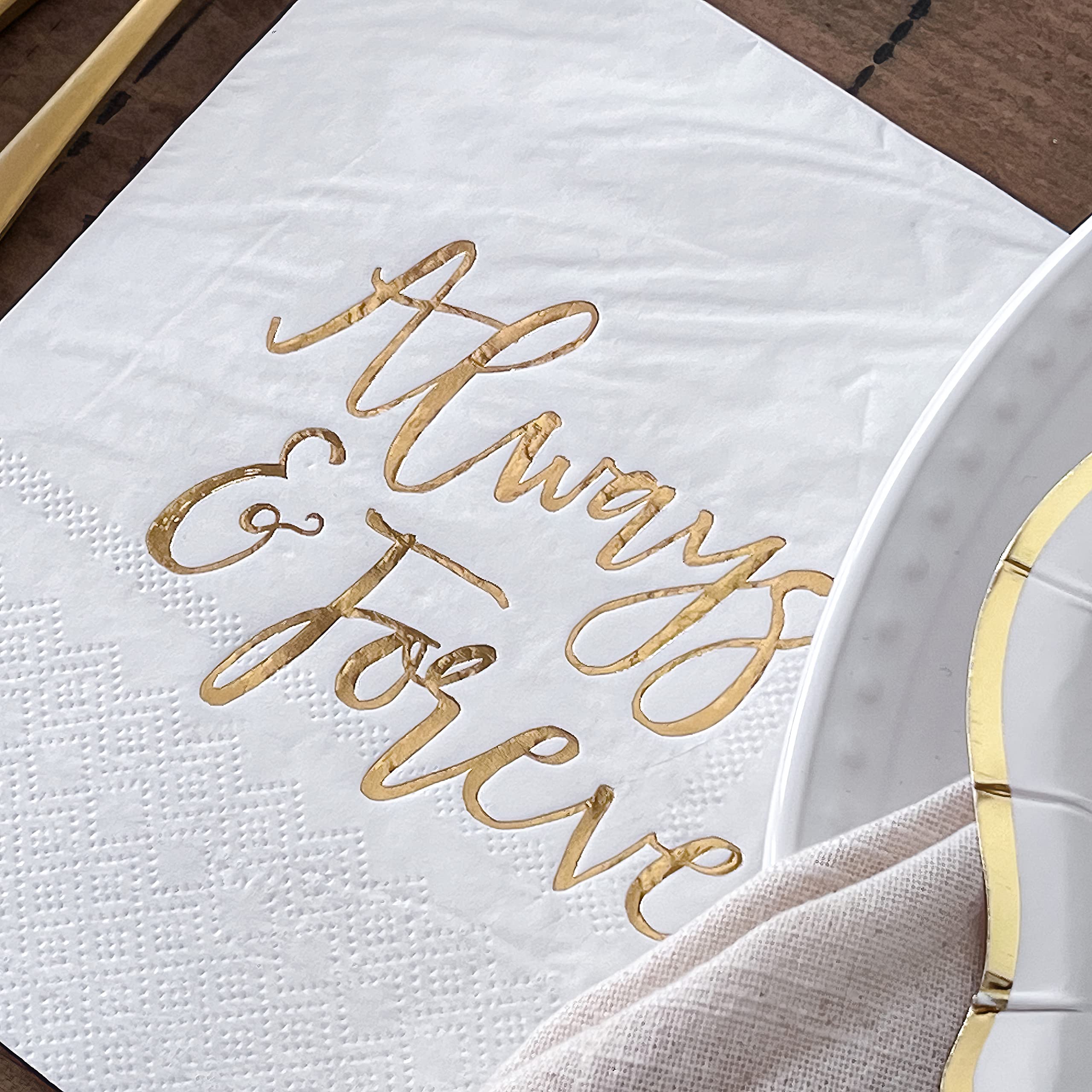 Kate Aspen Always & Forever 72 Piece Classic & Elegant Paper Party Tableware Set (24 Guests), Party Supplies, Wedding Decor for Bridal Showers, Engagements and Receptions
