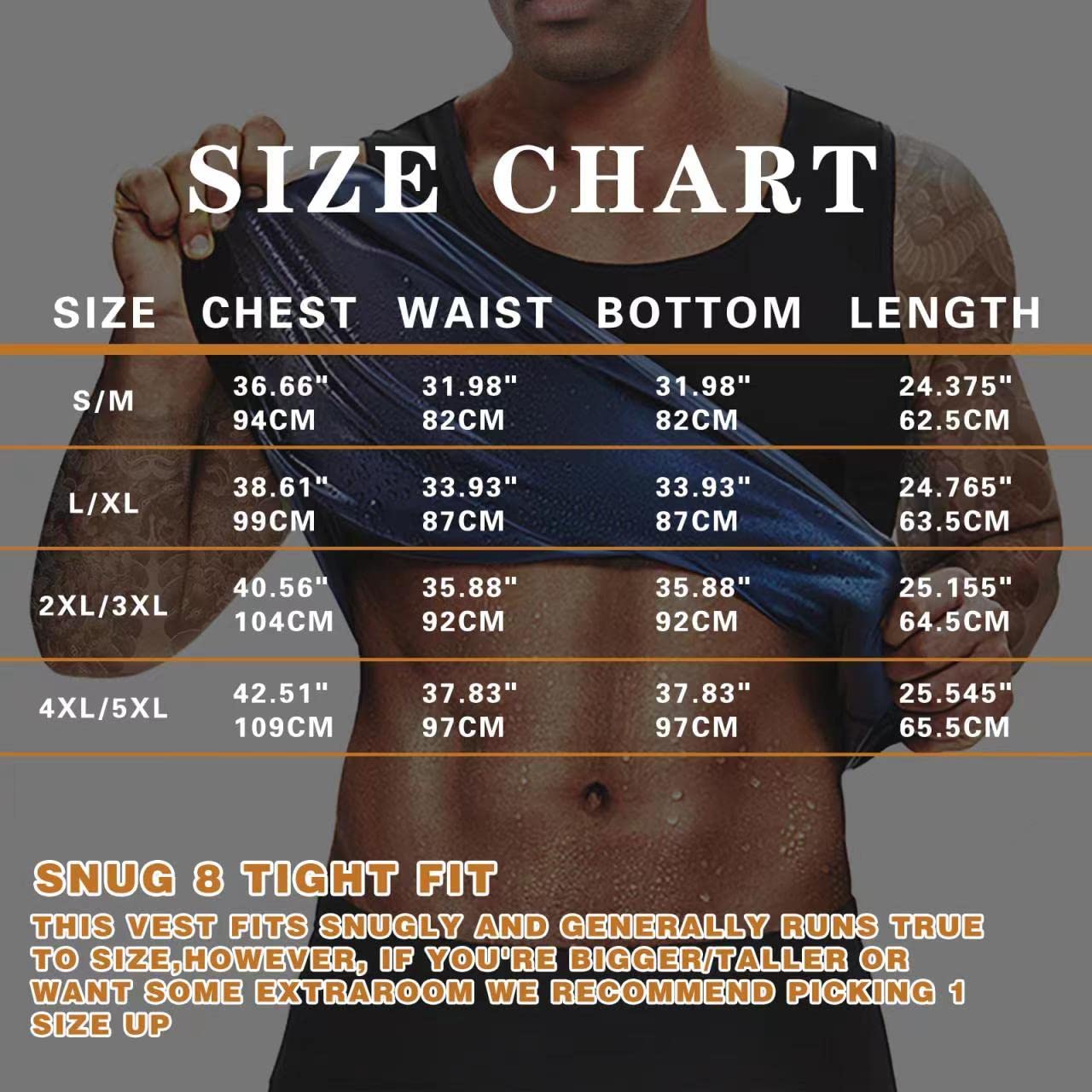 BODYSUNER Sauna Vest Sweat Workout Tank Top Waist Trainer for Men Compression Workout Enhancing Vest Blue,S/M