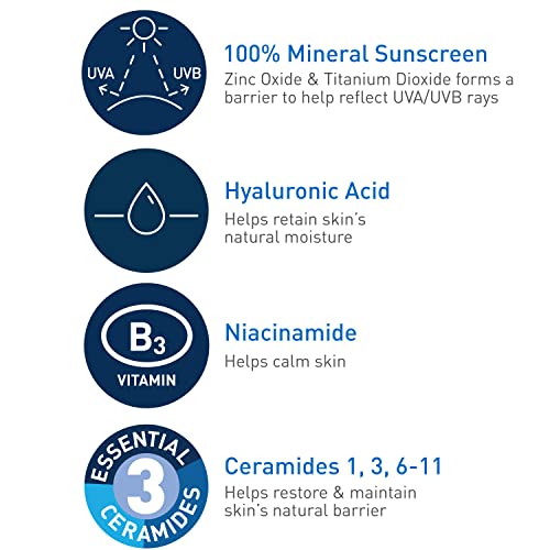 CeraVe Tinted Sunscreen with SPF 30 | Hydrating Mineral Sunscreen With Zinc Oxide & Titanium Dioxide | Sheer Tint for Healthy Glow | 1.7 Fluid Ounce