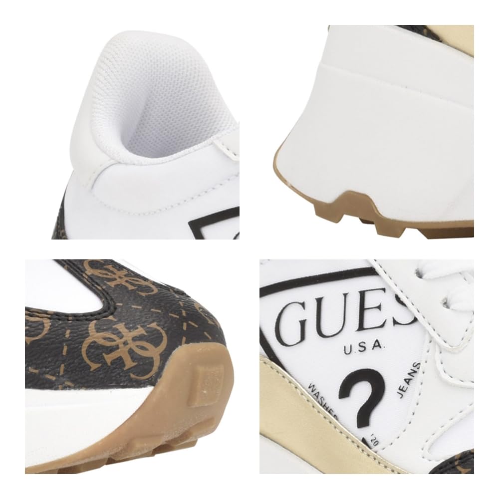 Guess Women's CALEBB Sneaker, White/Brown 145, 10
