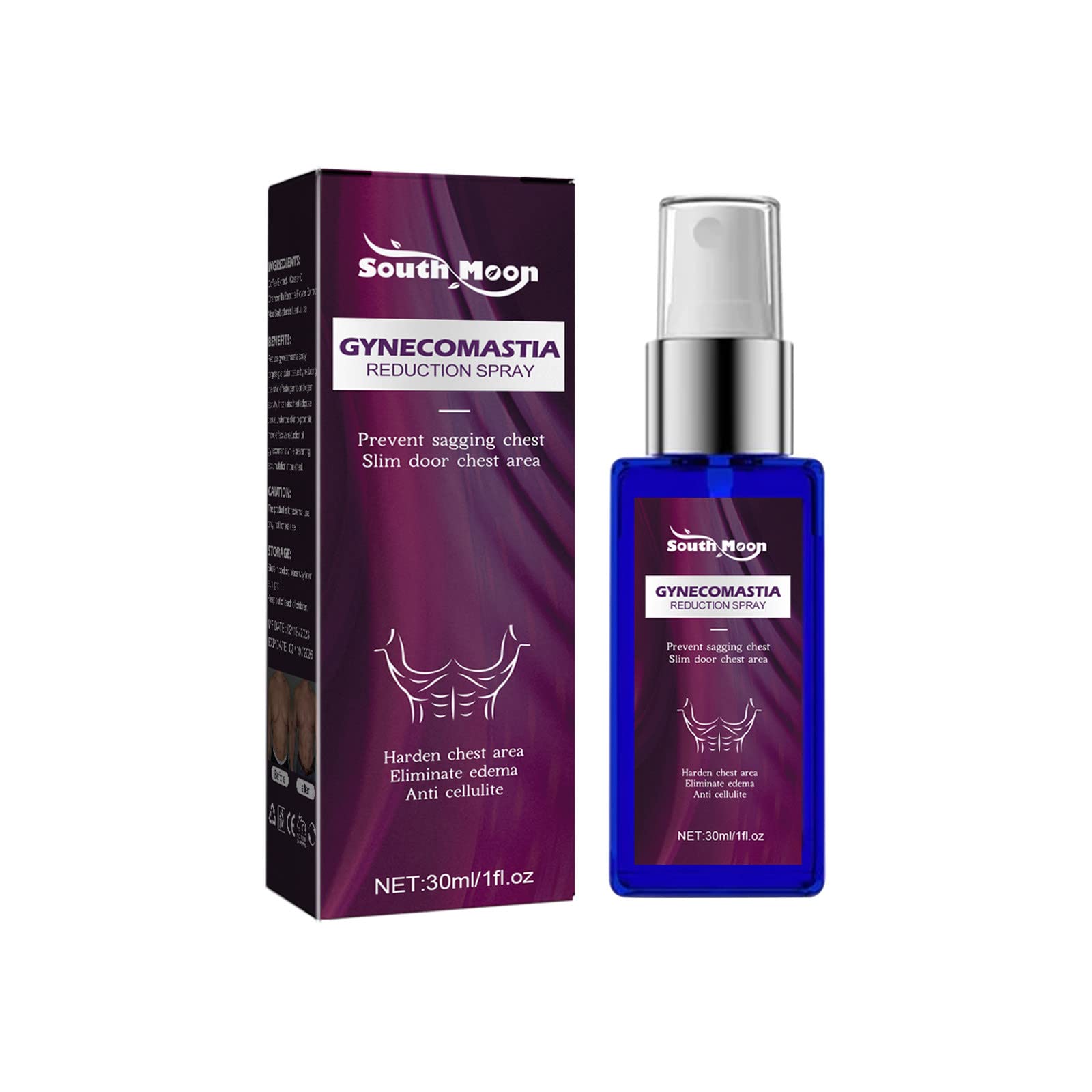 Gynecomastia Reduction Spray, Gynecomastia Chest Tightening Spray Reduction Cellulite Spray, Auchest Chest Cellulite Burner Spray, Prevent Sagging Chest Slim Down (30ml)