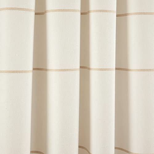 Lush Decor Farmhouse Boho Stripe Woven Tassel Yarn Dyed Cotton Window Curtain Panel Pair, 84" L x 42" W, Ivory & Wheat