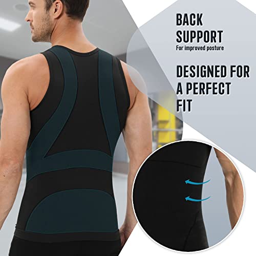 PODFAN Gynecomastia Compression Shirt for Men, Slimming Tank Top Undershirts, Mens Body Shaper Vest(Black,X-Large)