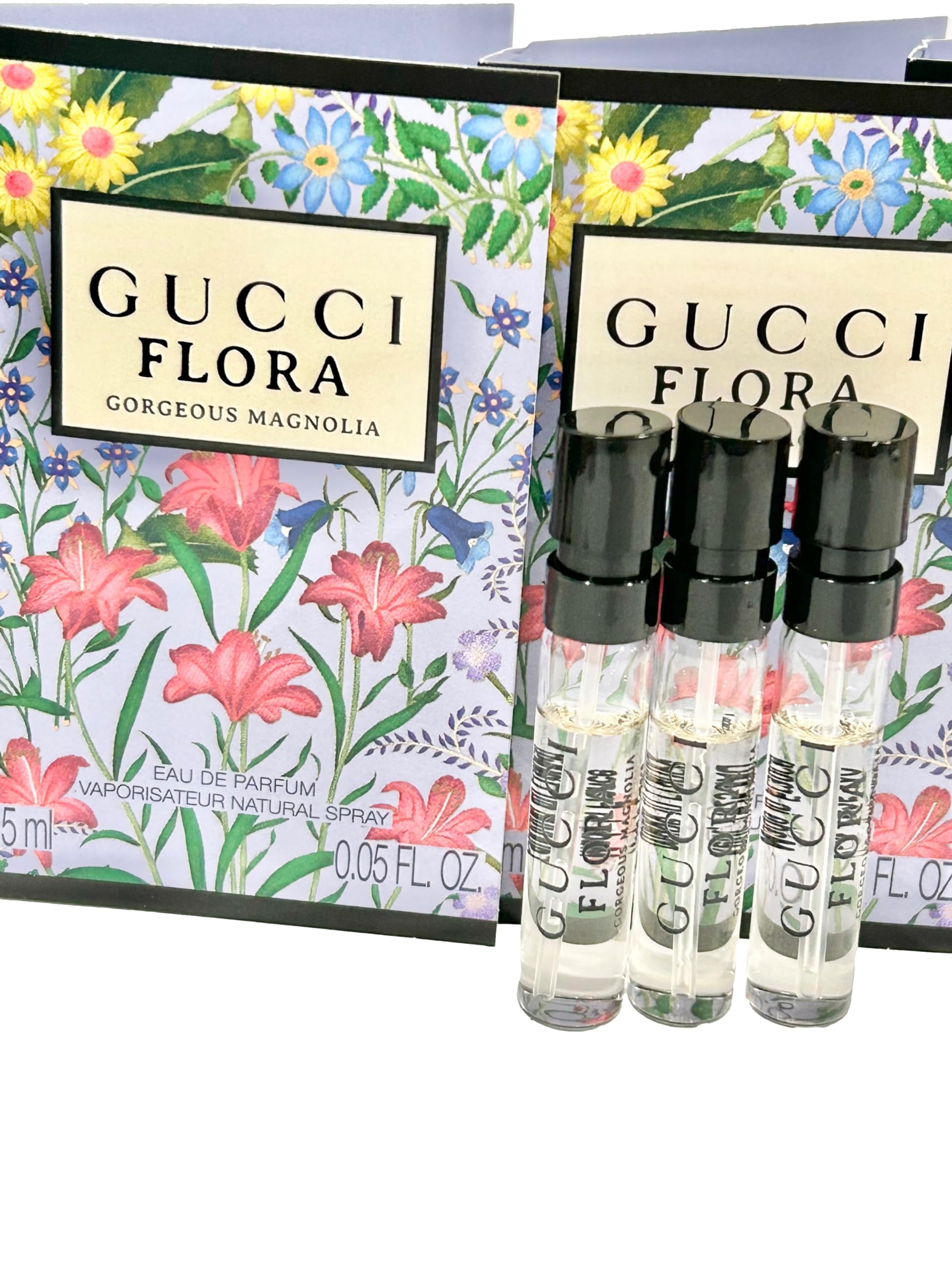 Gucci Flora Gorgeous Magnolia Sample Perfume Women EDP Spray 1.5 ml / 0.05 oz - set of 3