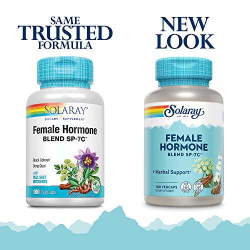 SOLARAY Female Hormone Blend SP-7C | Herbal Blend Includes Black Cohosh, Dong Quai, Passion Flower, Saw Palmetto, Wild Yam & More | 180 VegCaps
